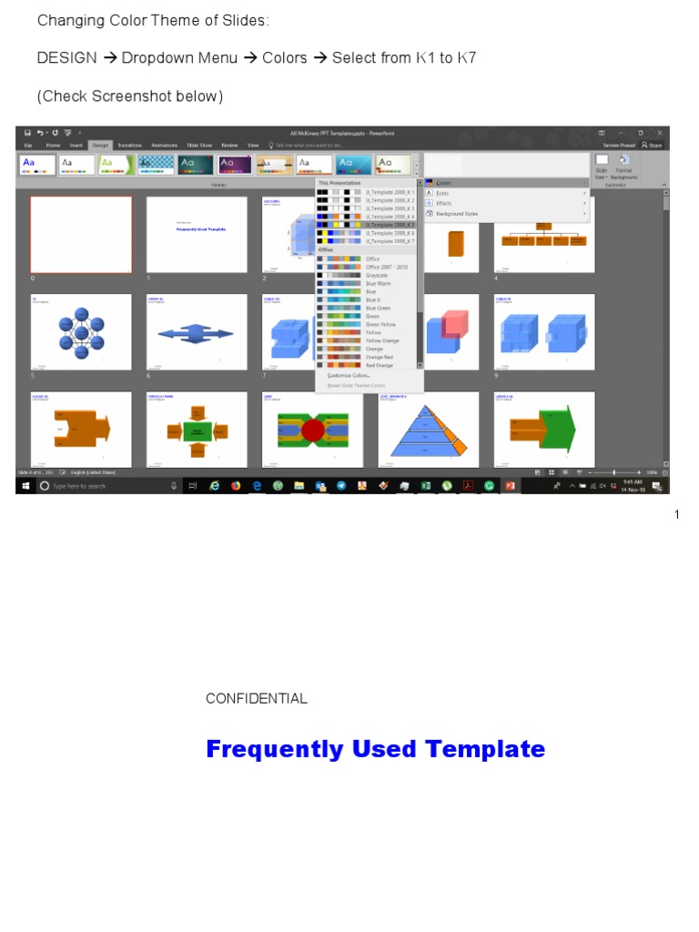 250+ McKinsey Frequently Used Templates (7 Color Themes) | PDF