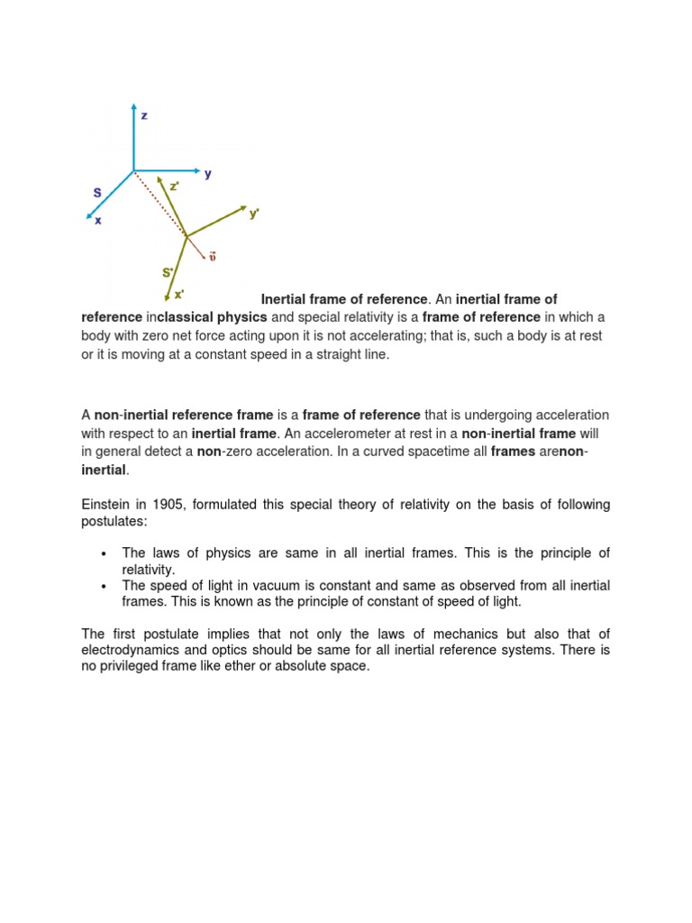 Inertial Frame of Reference | PDF