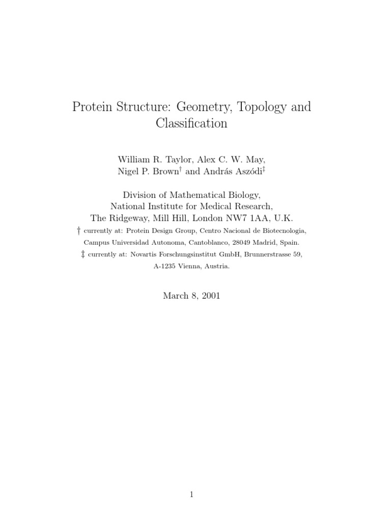 Protein Geometry, Topology and Structure | PDF