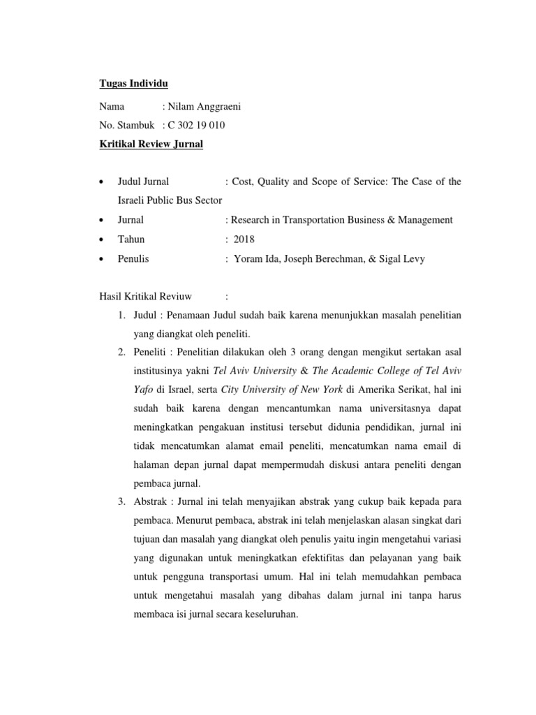 Kritikal Review Jurnal | PDF