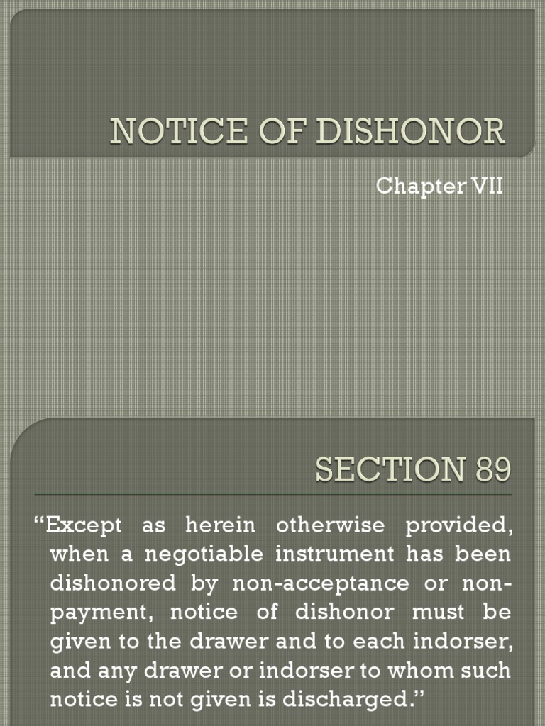 Notice of Dishonor | PDF