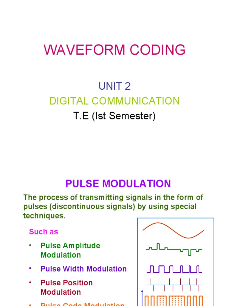 Waveform Coding: Digital Communication | PDF | Modulation | Sampling (Signal Processing)