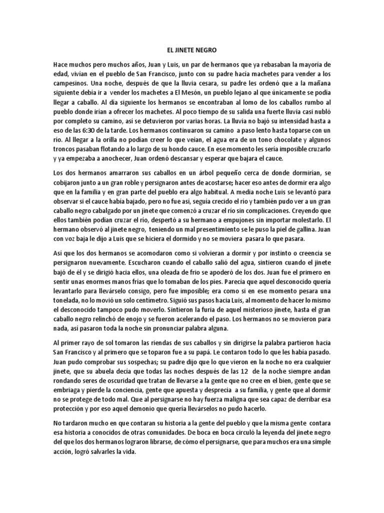 Leyenda del Jinete Negro en Colombia | PDF