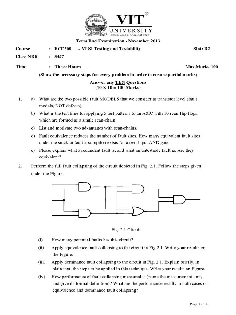 VLSI Testing Exam Questions 2013 | PDF | Electronic Circuits | Electronics
