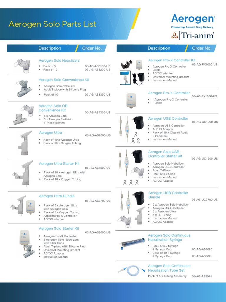 Aerogen Solo Nebulizer Kits Overview | PDF | Equipment | Electrical ...