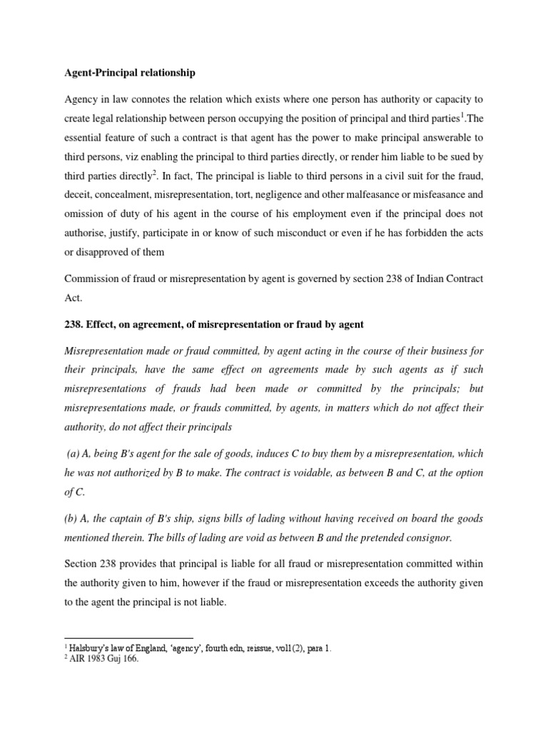 Principal-Agent Liability for Fraud | PDF | Law Of Agency ...