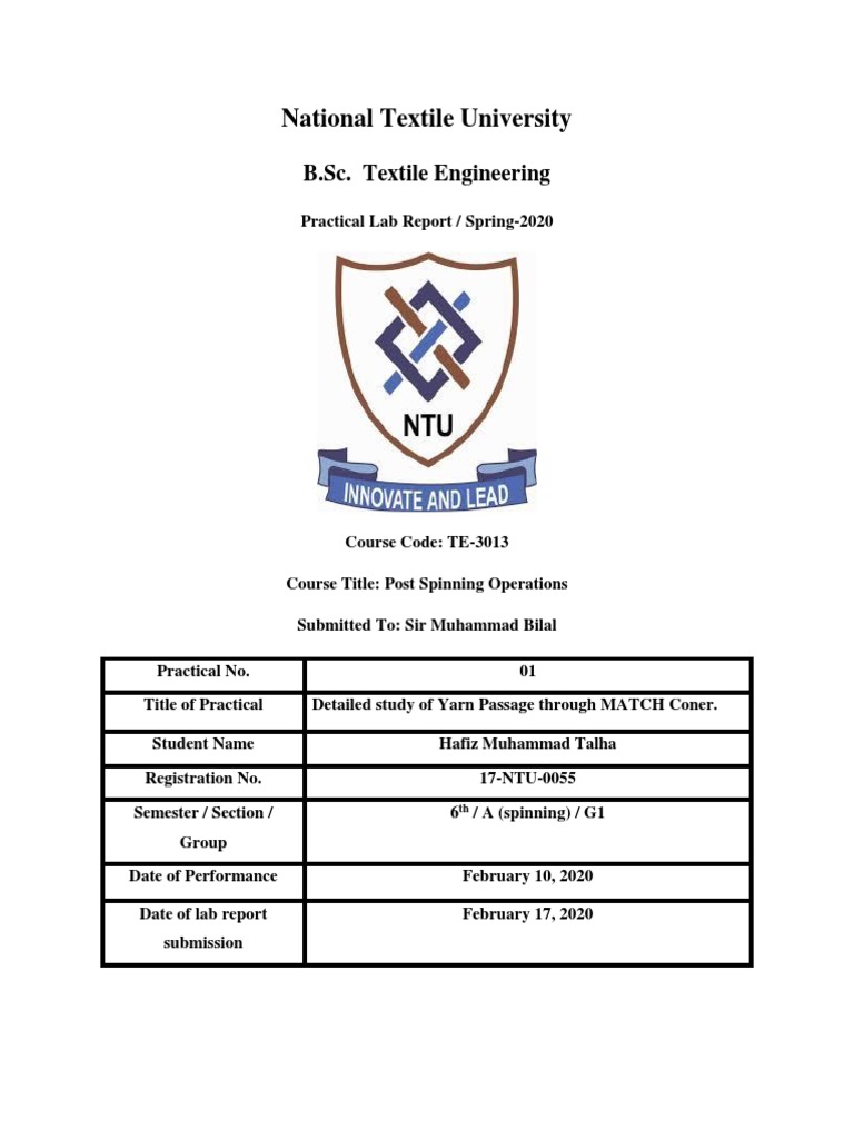 Lab 1 | PDF | Spinning (Textiles) | Yarn