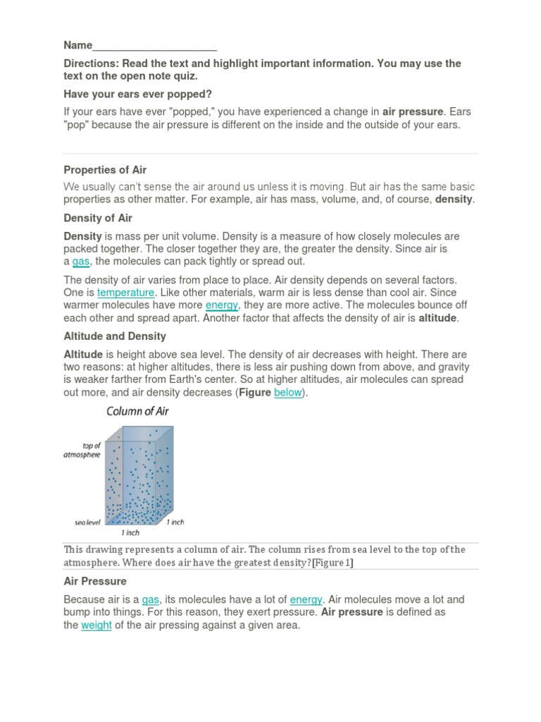 Earth's Atmosphere Reading and Quiz | PDF | Troposphere | Atmosphere Of ...