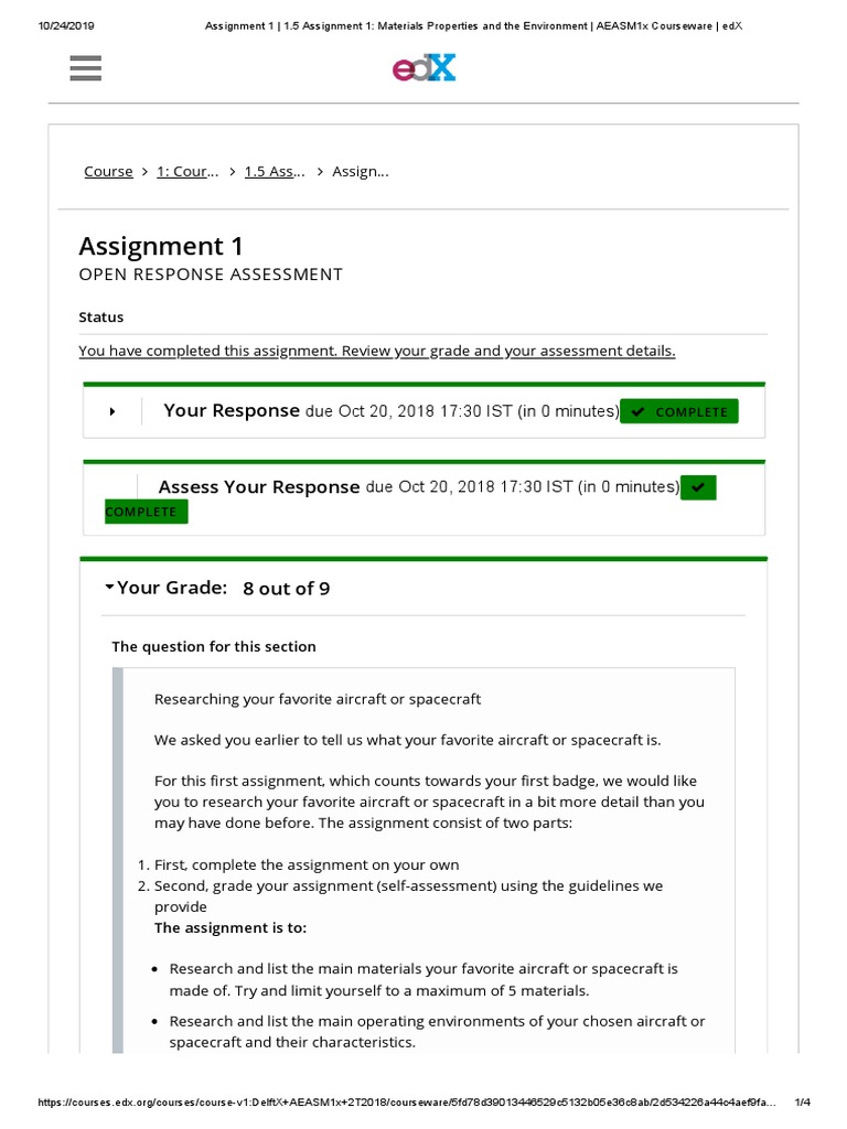 Assignment 1 - 1.5 Assignment 1 - Materials Properties and The Environment - AEASM1x Courseware ...
