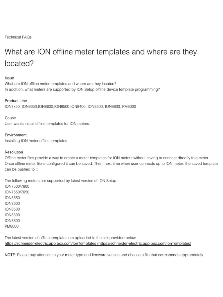 ION Meter Offline Template Setup Guide | PDF