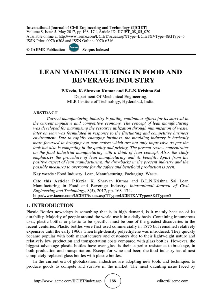 Lean Manufacturing in Food and Beverage Industry PDF | PDF | Lean ...