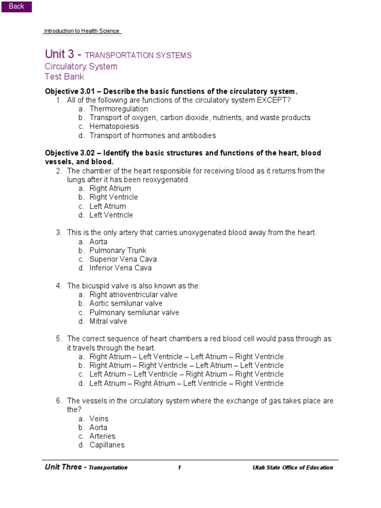 Cardiovascular Test | PDF | Circulatory System | Heart Valve