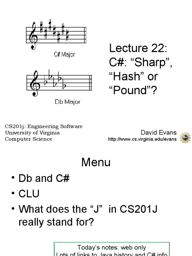 C#: "Sharp", "Hash" or "Pound"?: David Evans | PDF | C Sharp ...