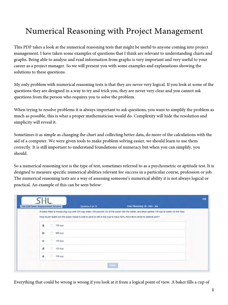 Numerical Reasoning With Project Management | PDF | Reason | Teaching ...