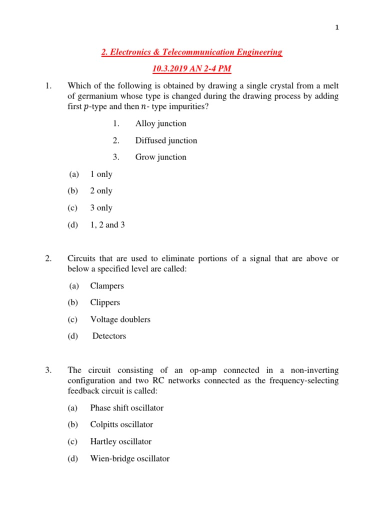 Electronics Telecommunication Paper | PDF | Operational Amplifier ...