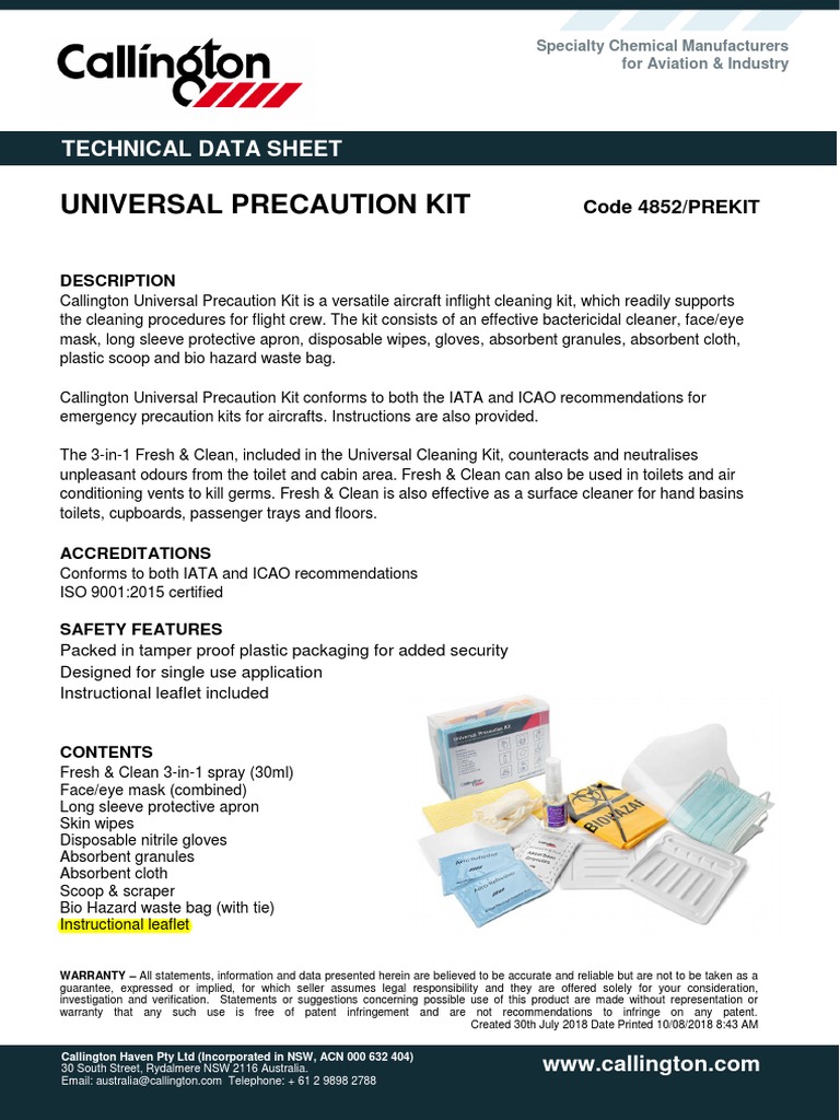 Tds Universal Precaution Kit | PDF