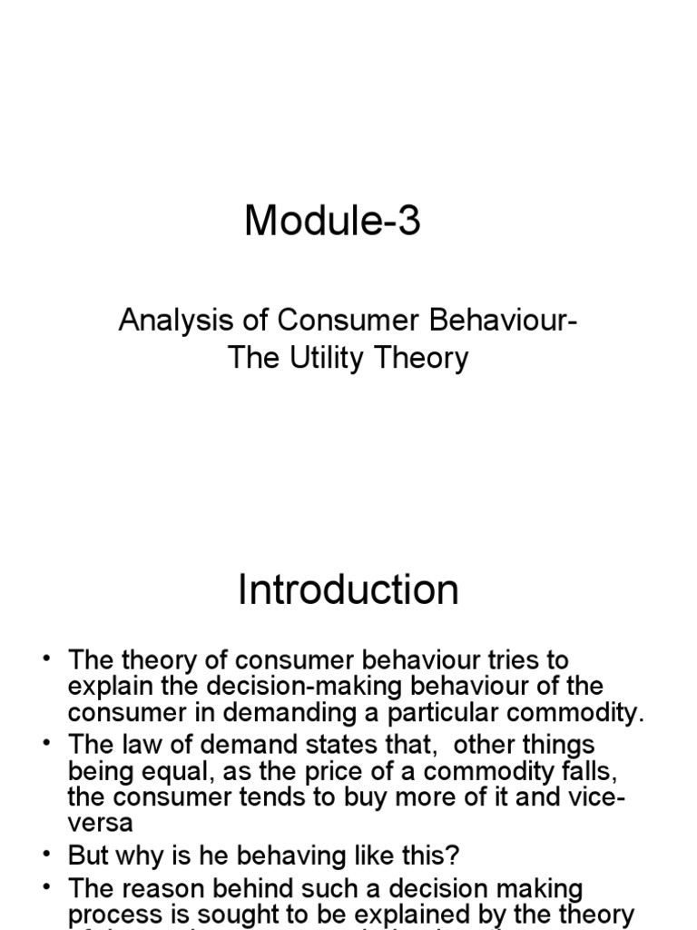 Module-3: Analysis of Consumer Behaviour-The Utility Theory | PDF ...
