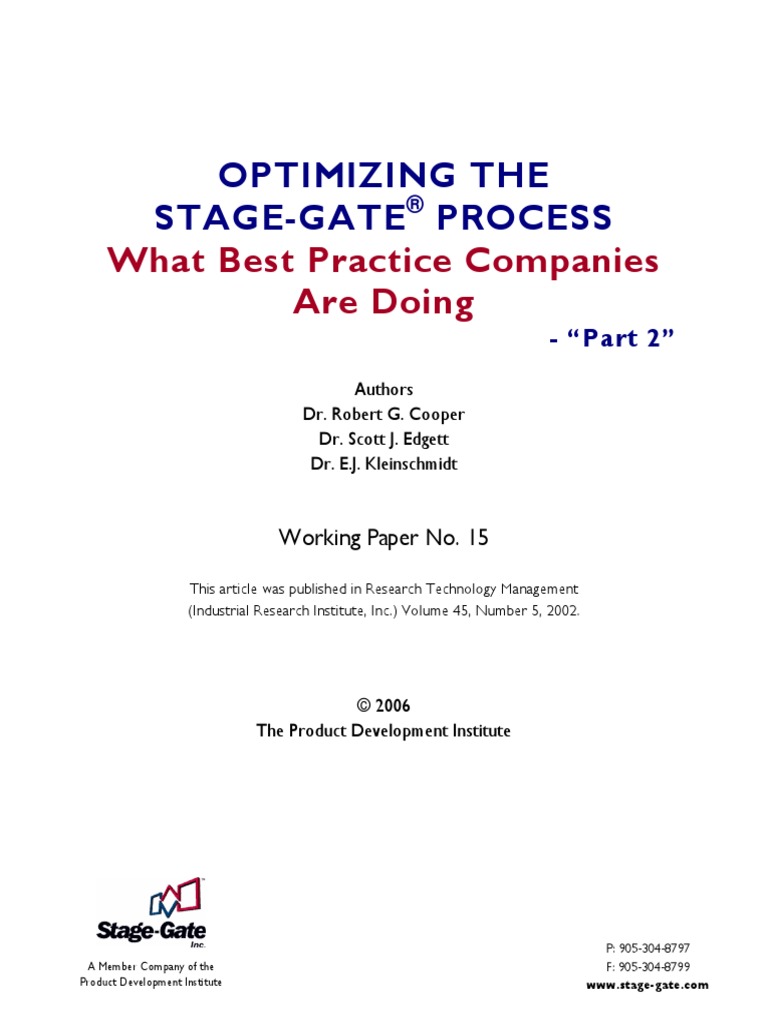 Optimizing The Stage Gate Process Part 2 PDF | PDF