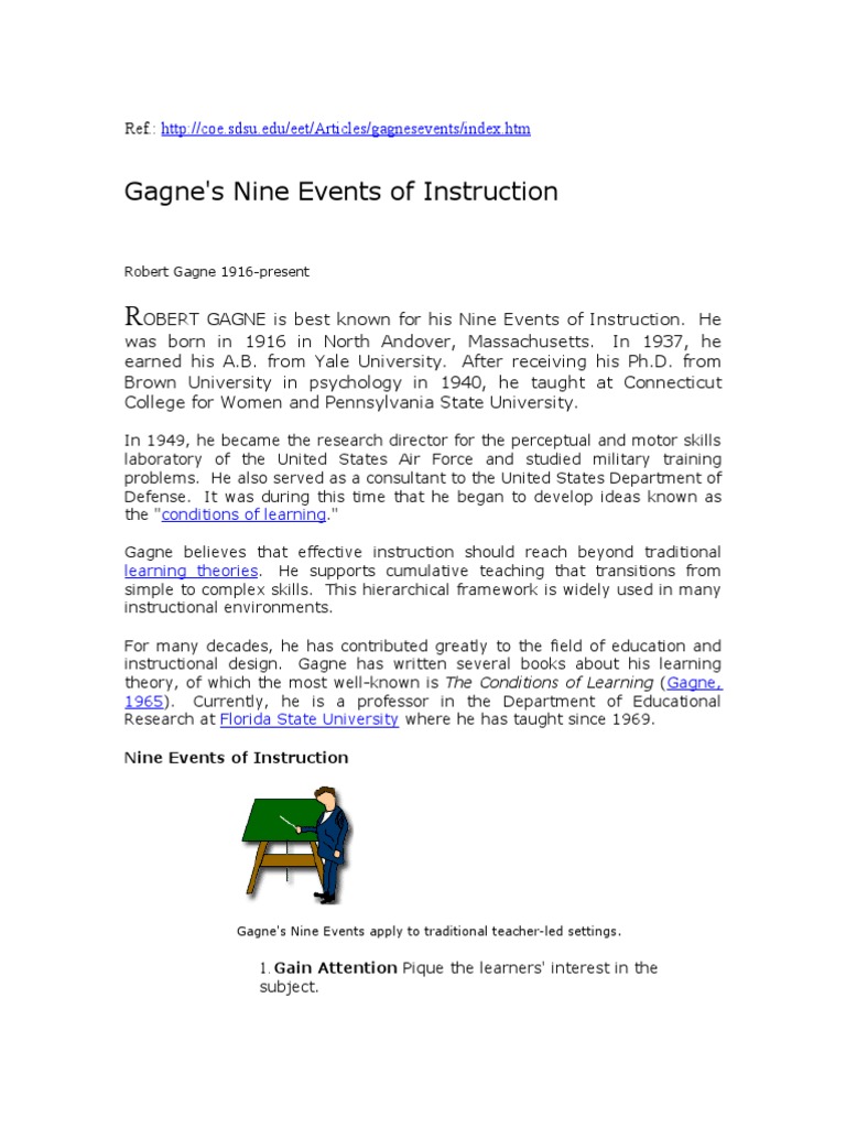 Gagne's 9 Events of Instruction | Download Free PDF | Learning ...