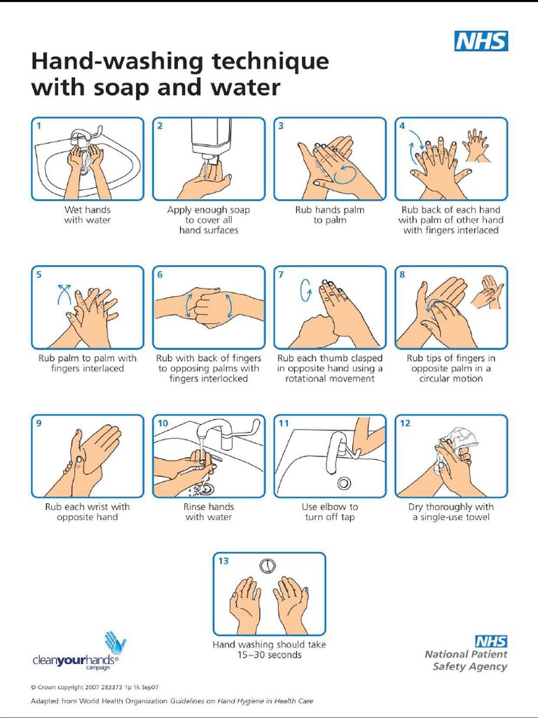 How To Wash Hands-HNS - Hand-Washing Technique With Soap and Water | PDF