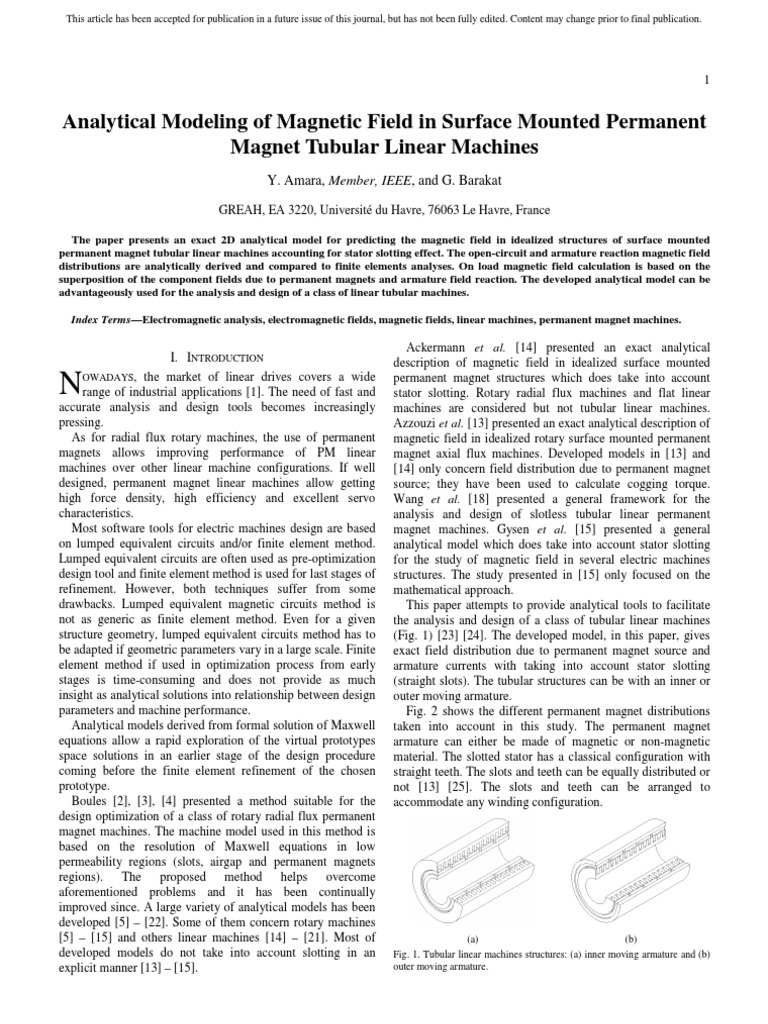 Analytical Modeling of Magnetic Field in Surface Mounted Permanent ...