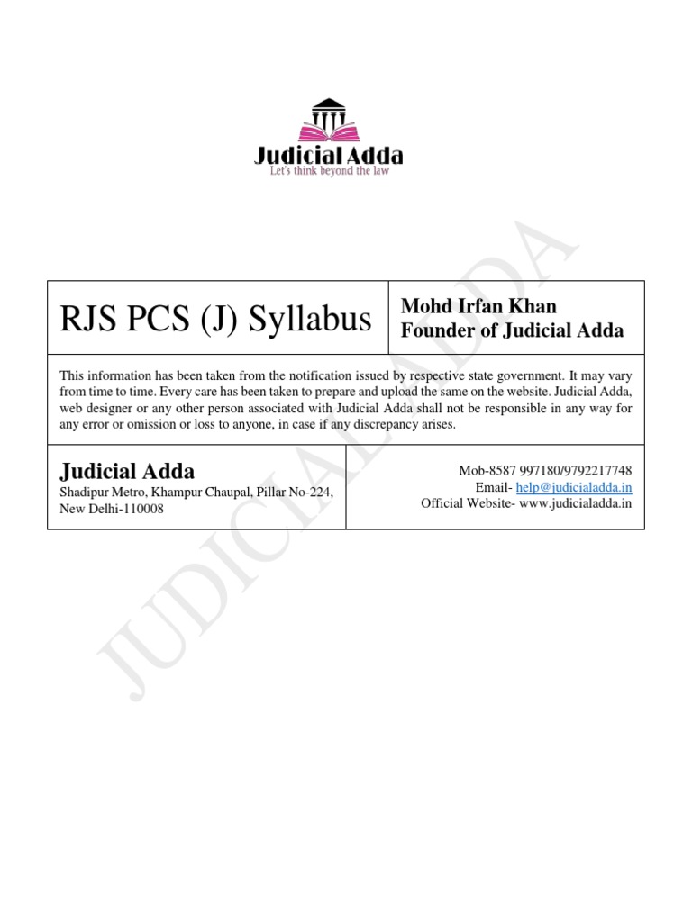 RJS PCS (J) Exam Syllabus Guide | PDF | Test (Assessment) | Justice