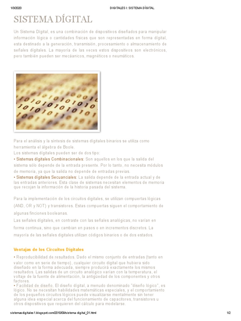 Definicion de Sistemas Digitales | PDF | Información digital | Hardware ...