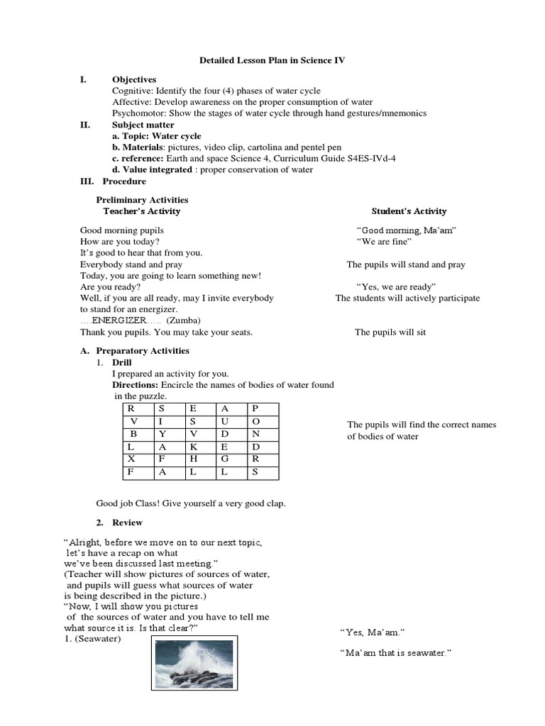 Detailed Lesson Plan in Science IV Final | PDF | Evaporation | Water Vapor