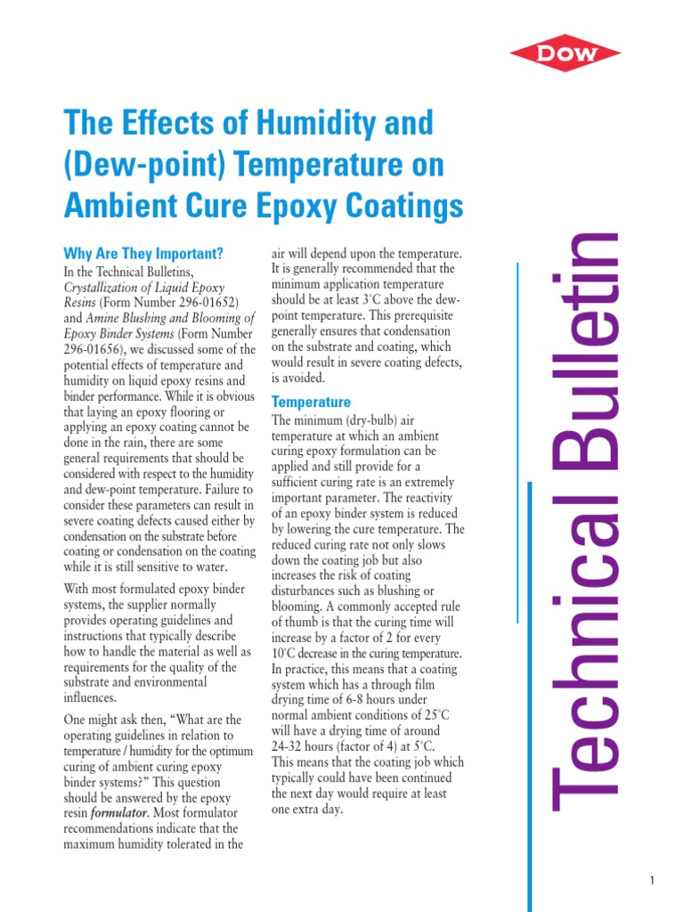 Effects of Humidity+Temperature On Epoxies Curing - Dow Bulletin | PDF ...