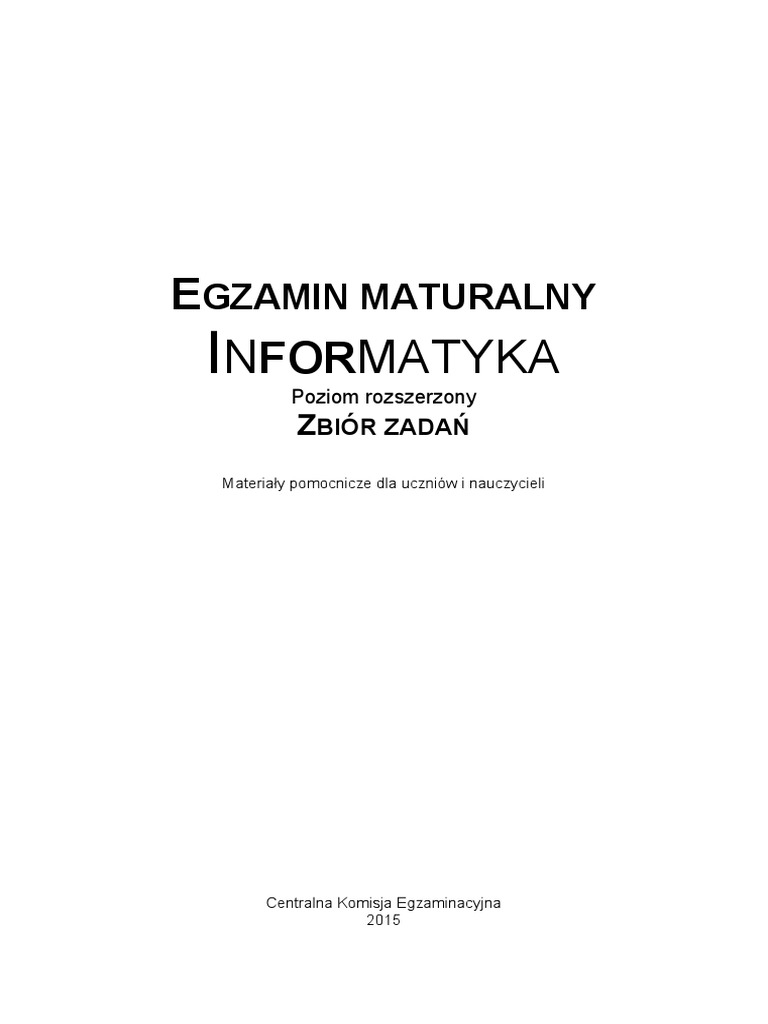 Matura Zbiór Zadań Informatyka PDF | PDF