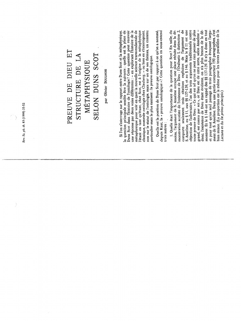 BOULNOIS 1999 Preuve de Dieu Et Structure de La Métaphysique Selon Duns ...