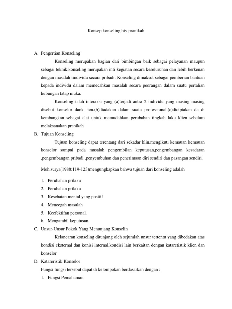 Konsep Konseling Hiv Pranikah Putri Rahmawati | PDF