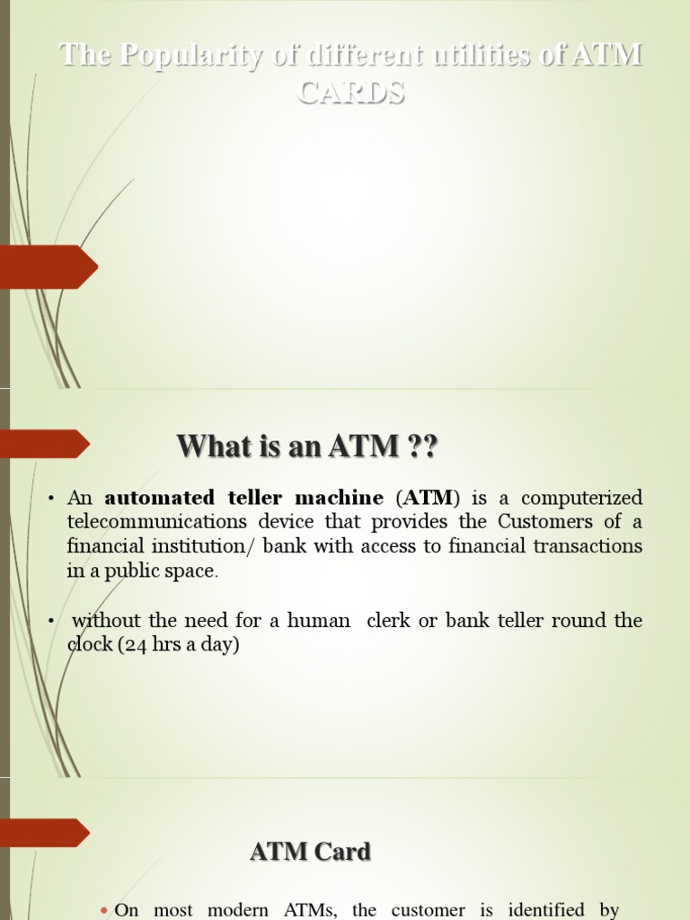 The Popularity of Diffrent Utilities Atms Cards | PDF | Automated Teller Machine | Personal ...