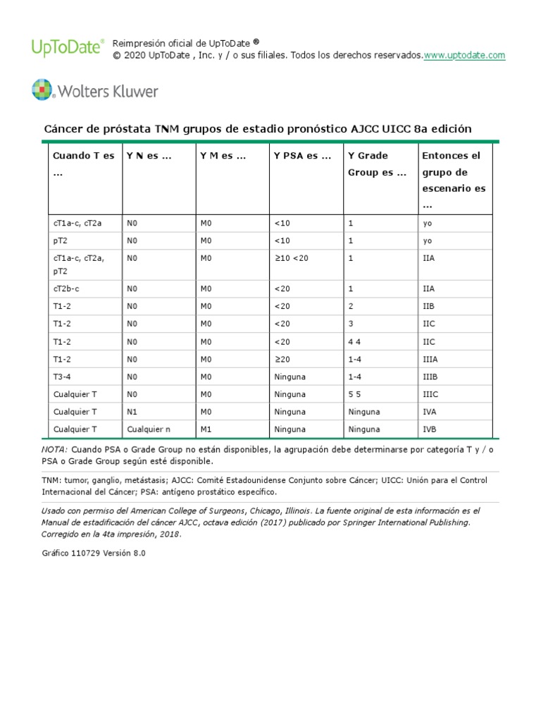 Prostate Cancer TNM Prognostic Stage Groups, 8th Edition - UpToDate PDF ...