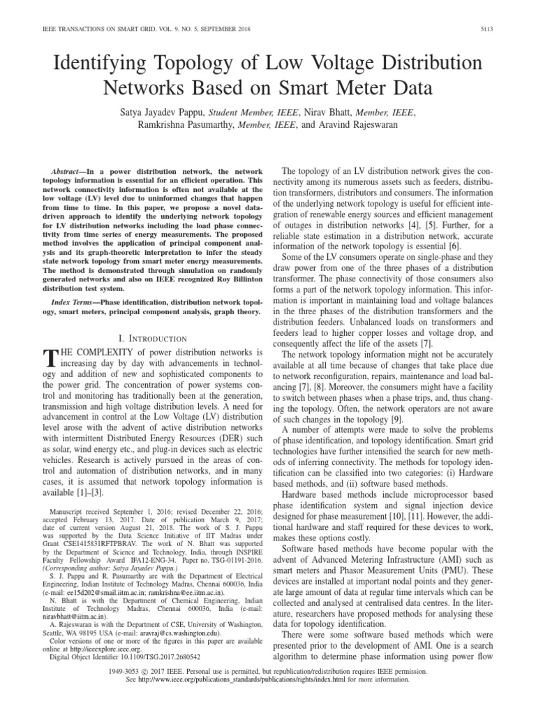 Identifying Topology of Low Voltage Distribution PDF | PDF | Principal Component Analysis ...