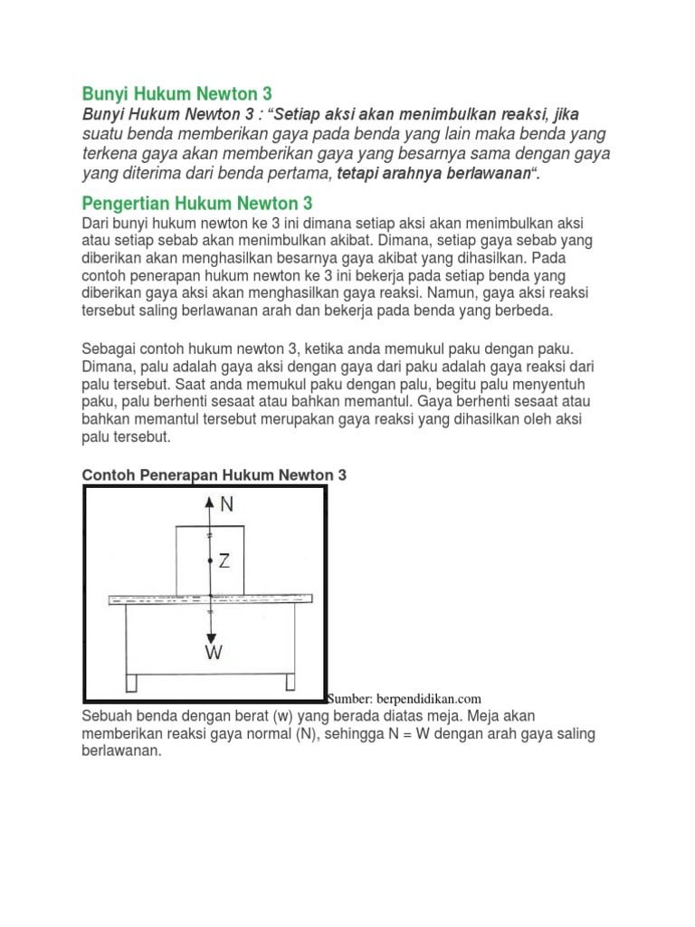 Bunyi Hukum Newton 3 | PDF