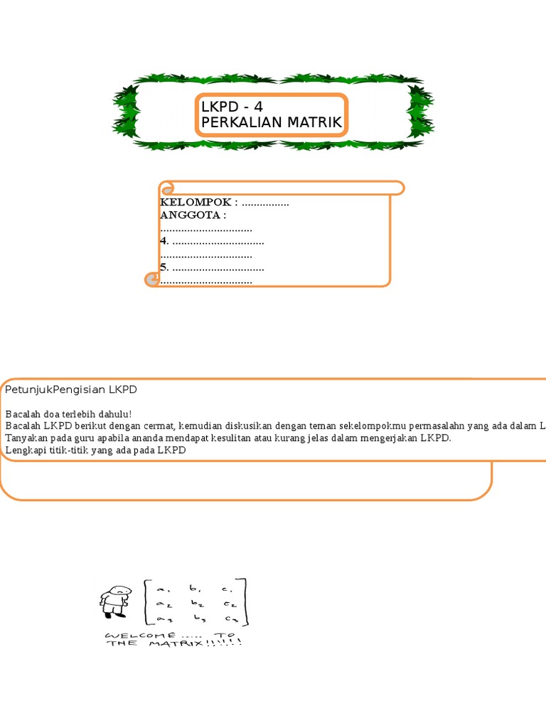 LKPD-4 Perkalian Matriks | PDF
