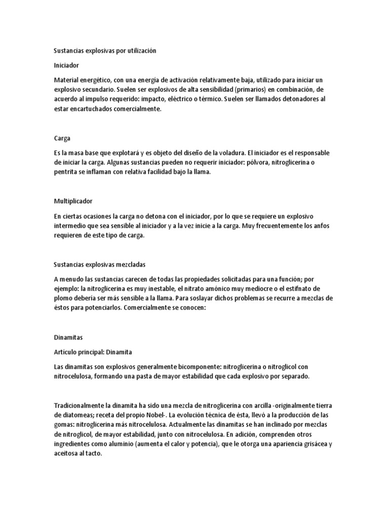 Sustancias Explosivas Por Utilización | PDF | Naturaleza | Sustancias ...