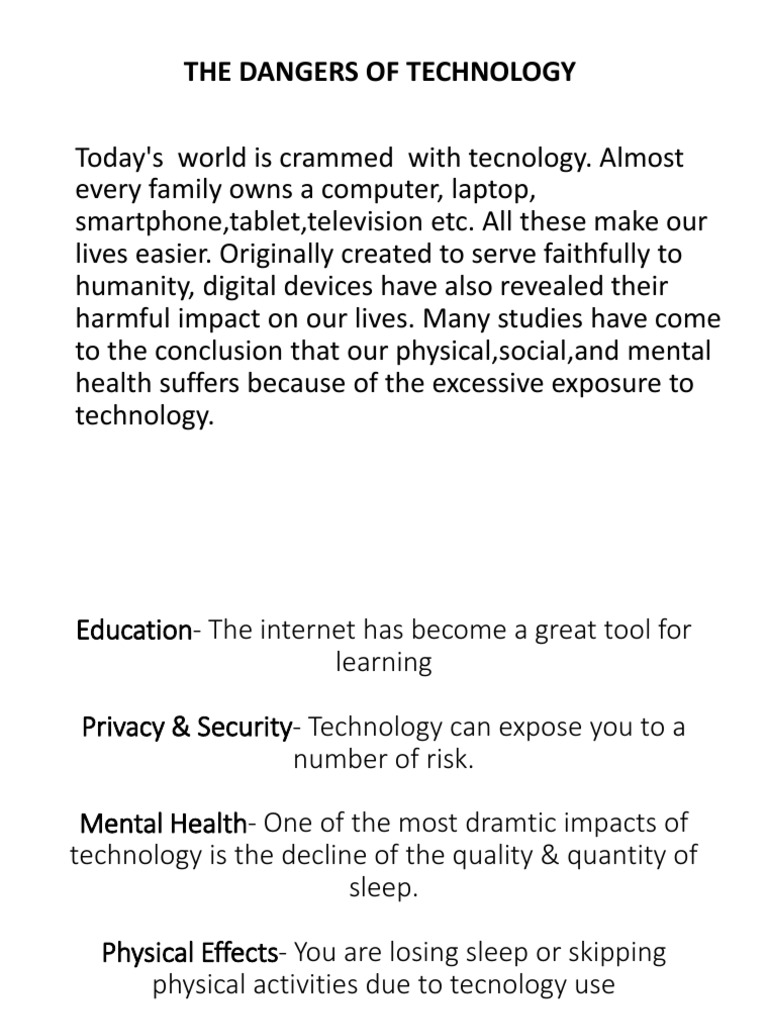 Group 5 The Dangers of Technology | PDF