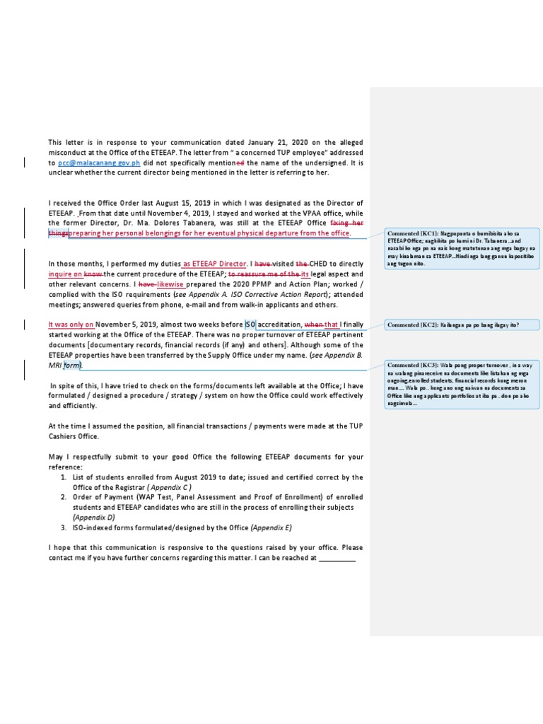 Response Letter To The Fact Finding Commitee | PDF | Government | Business