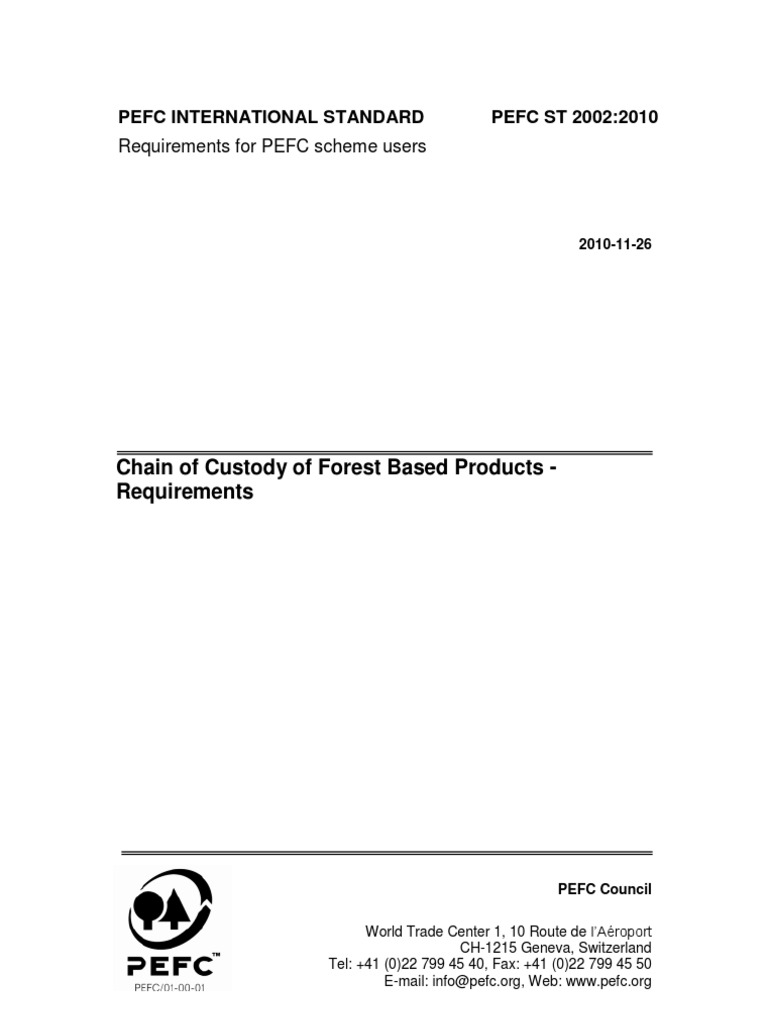 Chain of Custody (PEFC ST 2002:2010) | PDF | Specification (Technical ...