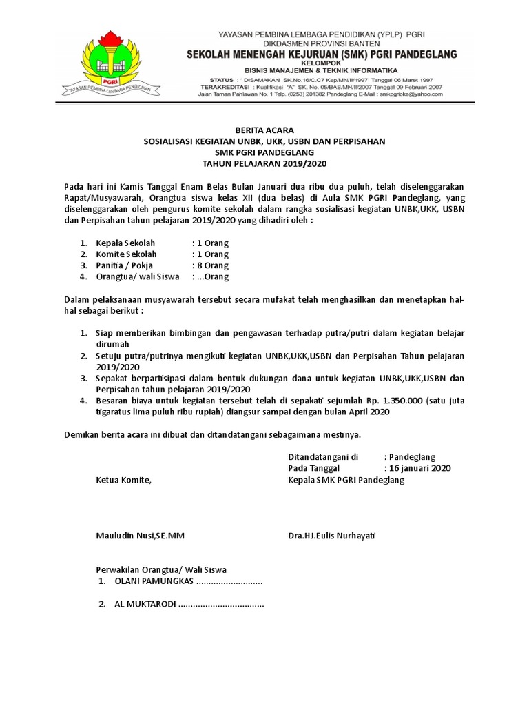 Sosialisasi UNBK dan Perpisahan SMK PGRI | PDF | Kesehatan Holistik