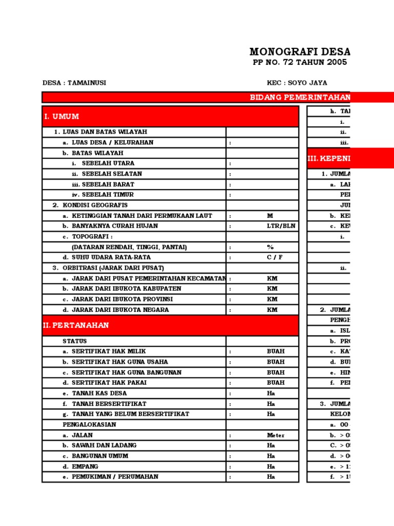 Monografi Desa Tamainusi | PDF