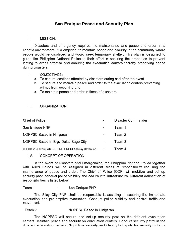 Maintaining Peace and Security During Disasters: The San Enrique Peace ...