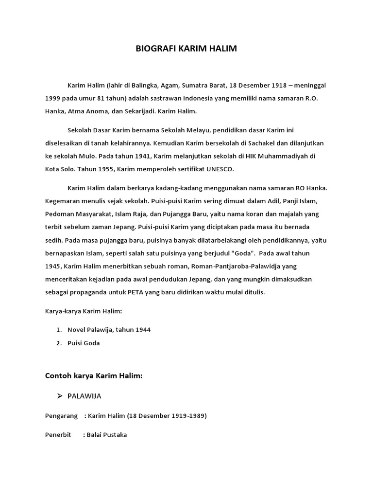 Biografi Karim Halim | PDF | Klasik