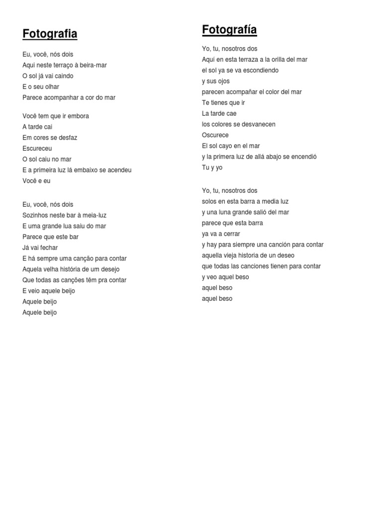 Fotografia (Letra) | PDF | Musica Sudamericana | Naturaleza