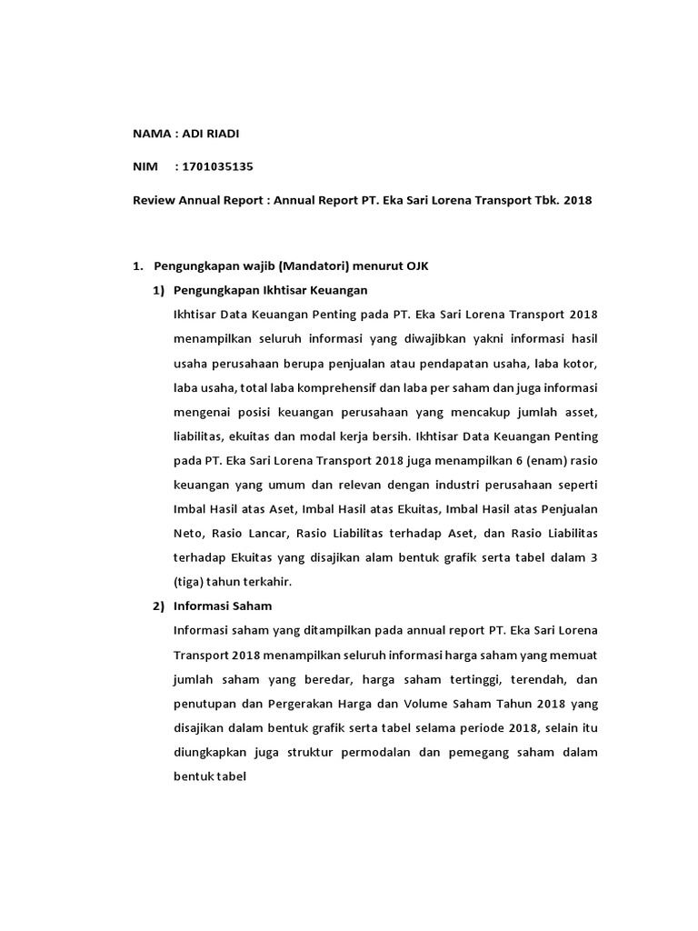 Review Laporan Tahunan 2018 Lorena | PDF