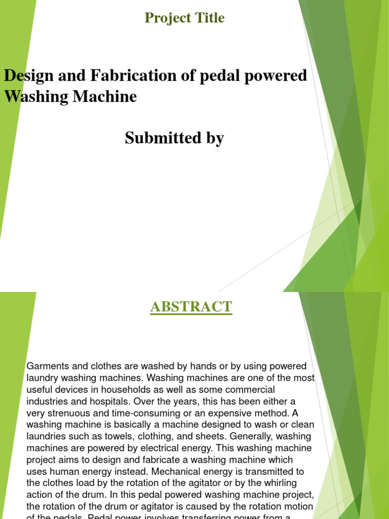Pedal - Powered - Washing Machine | PDF | Axle | Electric Motor