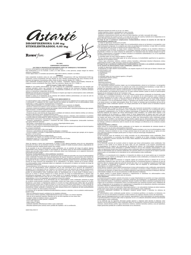ASTARTE | PDF | Píldora anticonceptiva oral combinada | Control de la ...