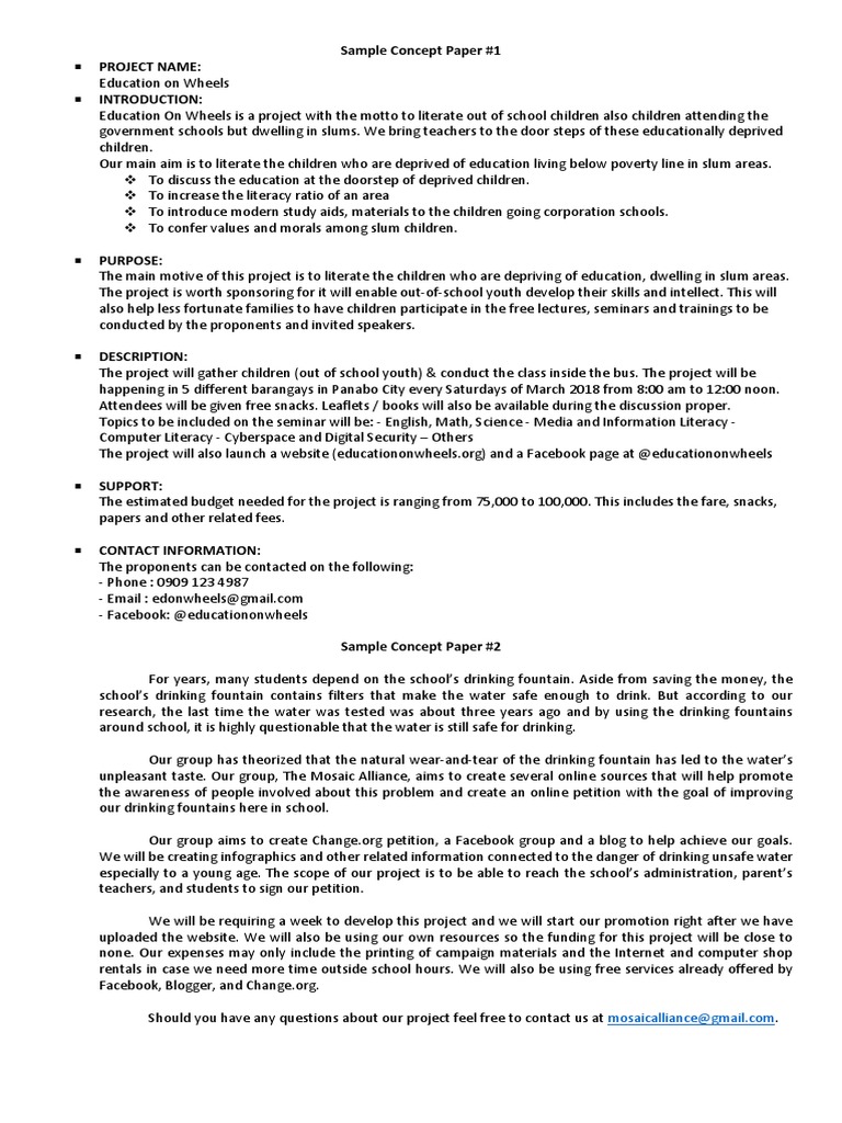 Sample Concept Paper | PDF | Literacy | Facebook